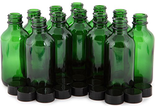 Vivaplex, 12, Green, 2 oz Glass Bottles, with Lids