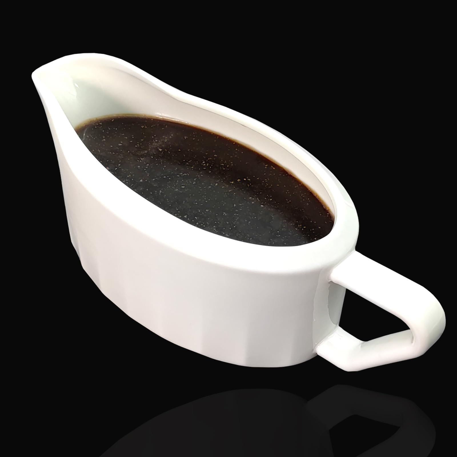 Cobata 24oz Large Capacity Gravy Boat - Upgrade Premium White Sauce Boat - Elegant Pouring Spout - Perfect for Serving Gravy, Sauces, Dressings - Dishwasher Safe