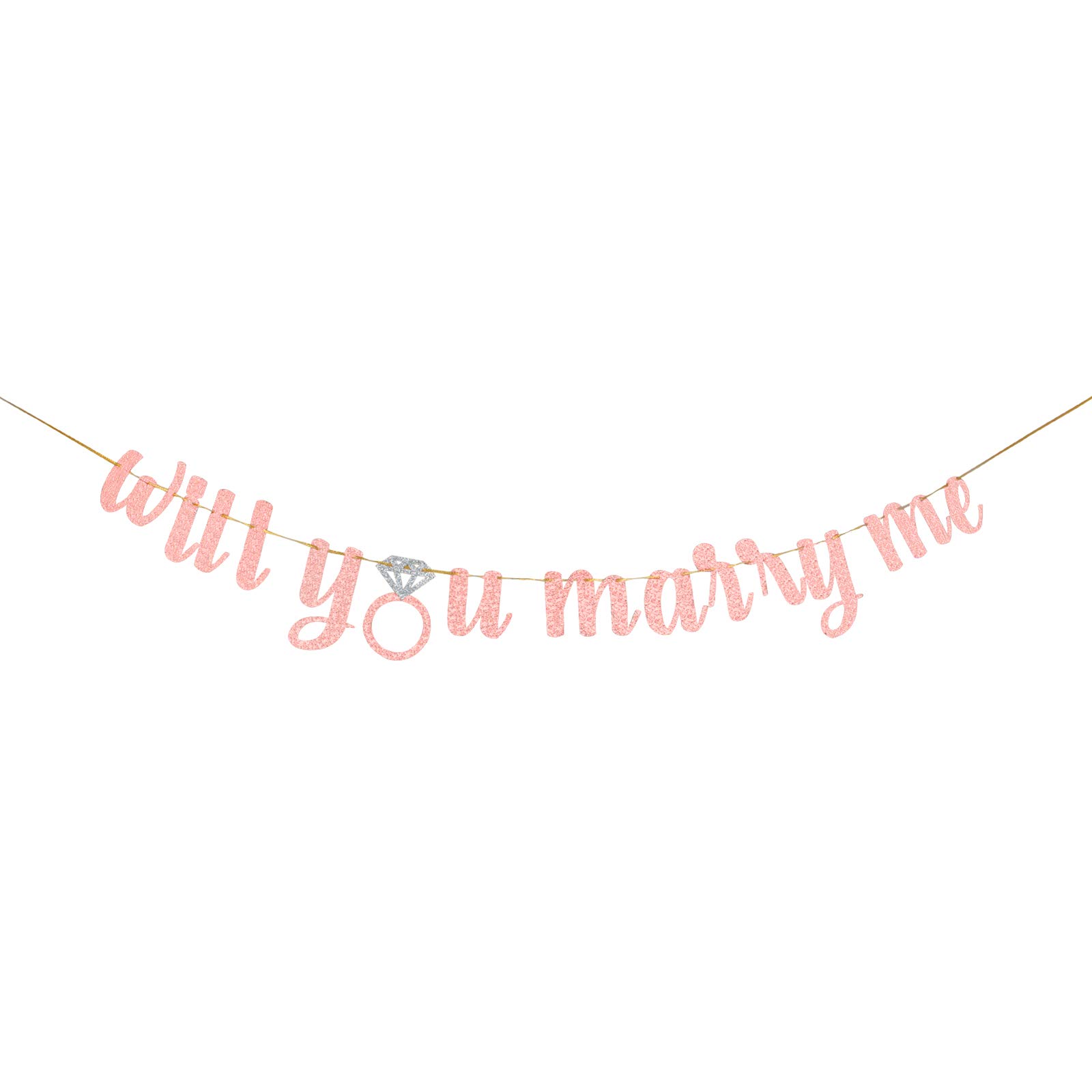 Rose Gold Will You Marry Me Banner - for Proposal Party, Wedding Sign, Bridal Shower, Valentine's Day Garland, Marriage Engagement Party Supplies