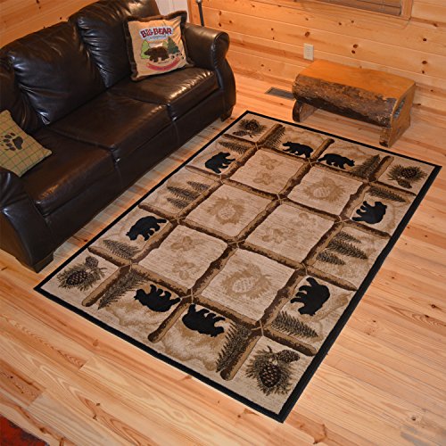 Rug Empire Rustic Lodge Area Rug, Bear Cabin, 4X6