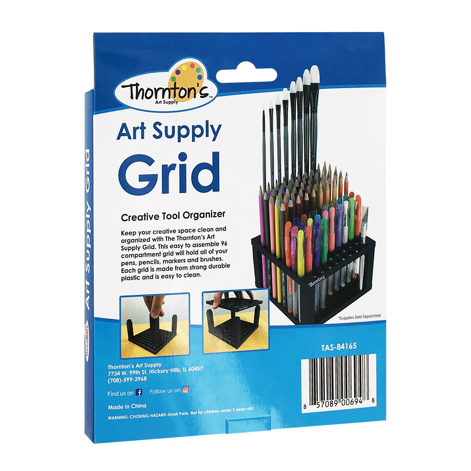 Thornton's Art Supplies Thornton's Art Supply Grid Plastic 96 Capacity Marker Art Brush Storage Stand Holder