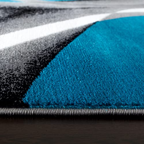 Persian Area Rugs 2305 Turquoise White 6 x 9 Modern Abstract Area Rug Carpet