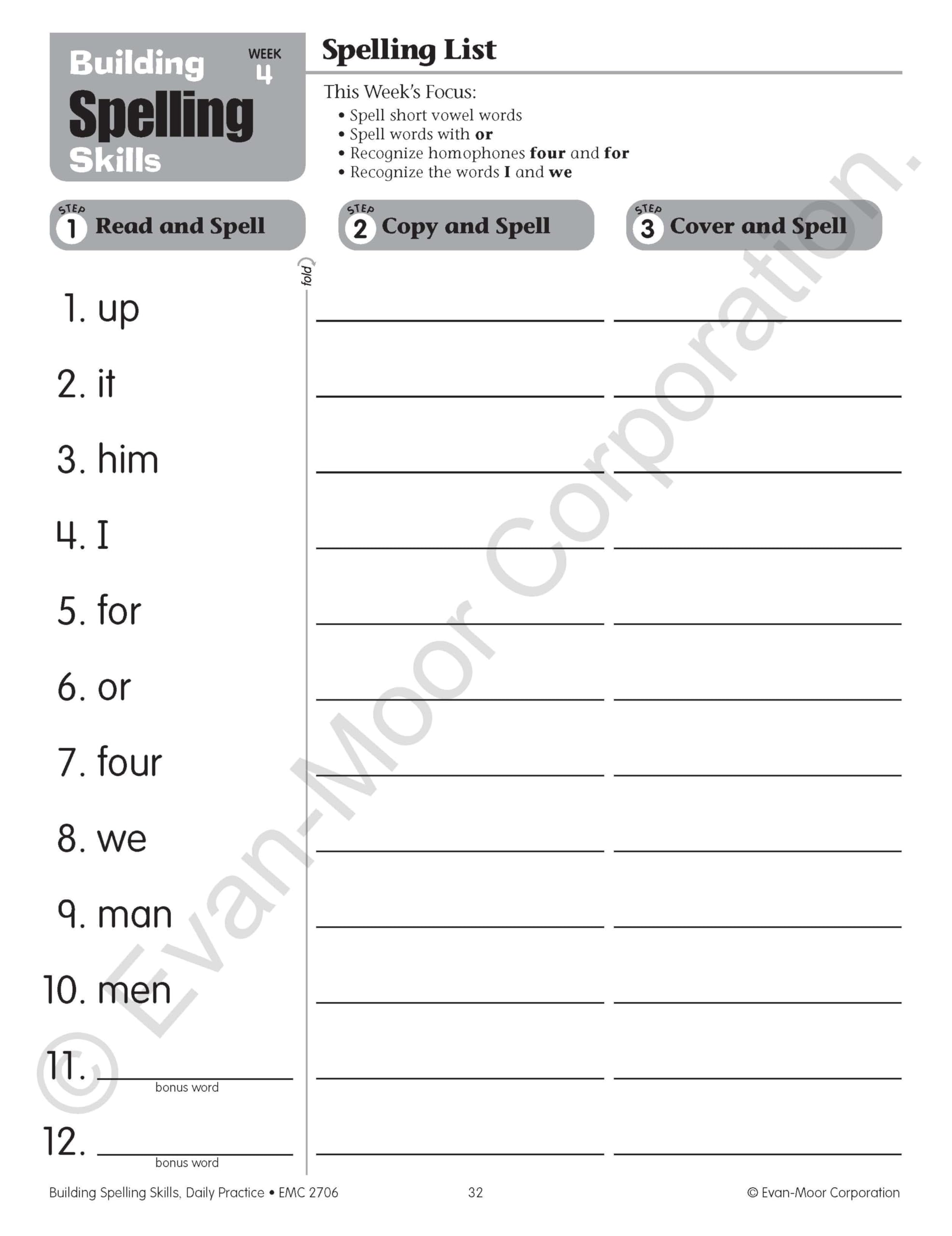 Evan-Moor Building Spelling Skills, Grade 2 - Homeschooling & Classroom Resource Workbook, Reproducible Worksheets, Teaching Edition, Spelling Strategies, Reading and Writing Skills
