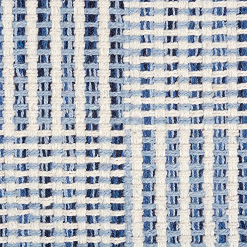 DII Contemporary Square Recycled Yarn Rug, Blue Checker, 2x3'