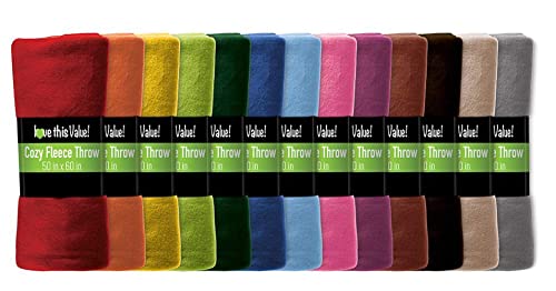 Imperial Home 50x60 Soft Fleece Throw Blanket, Throw Blanket for Couch, Travel, Bed, any Room, Travel Essentials, Fleece Travel Blanket, Lightweight Blanket, Fall Blankets & Throws, Cozy Blanket (Assorted)