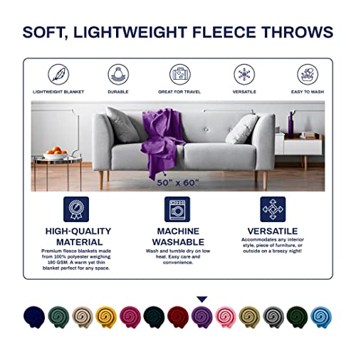 Imperial Home 50x60 Soft Fleece Throw Blanket, Throw Blanket for Couch, Travel, Bed, any Room, Travel Essentials, Fleece Travel Blanket, Lightweight Blanket, Fall Blankets & Throws, Cozy Blanket (Assorted)