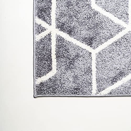 JONATHAN Y SEU101F-5 Tumbling Blocks Modern Geometric Indoor Area-Rug Contemporary Casual Easy-Cleaning Bedroom Kitchen Living Room Non Shedding, 5 X 8, Gray/White
