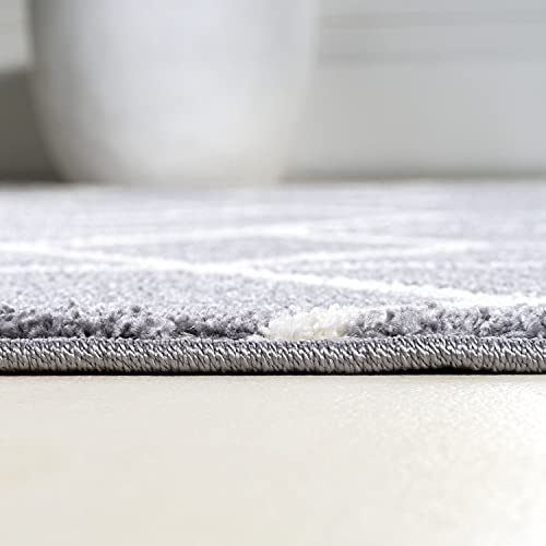 JONATHAN Y SEU101F-5 Tumbling Blocks Modern Geometric Indoor Area-Rug Contemporary Casual Easy-Cleaning Bedroom Kitchen Living Room Non Shedding, 5 X 8, Gray/White