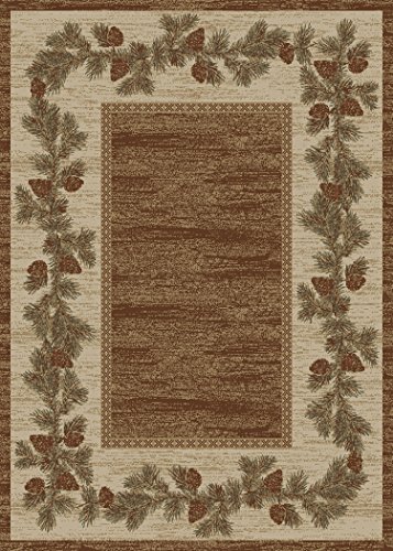 Rug Empire Rustic Lodge, Pine Cone Open Field Area Rug, 26" W x 39" L, Multi 6708