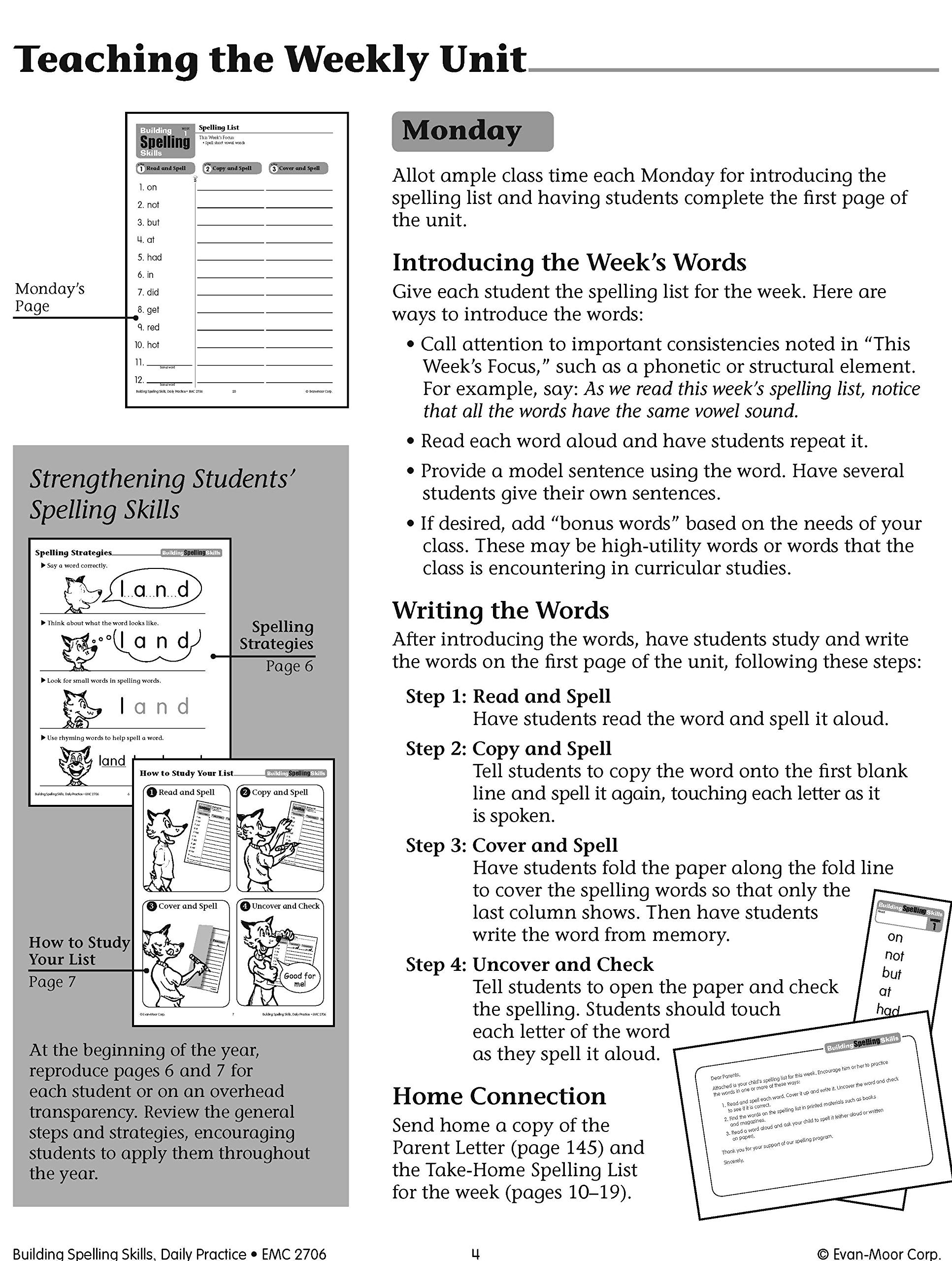 Evan-Moor Building Spelling Skills, Grade 2 - Homeschooling & Classroom Resource Workbook, Reproducible Worksheets, Teaching Edition, Spelling Strategies, Reading and Writing Skills