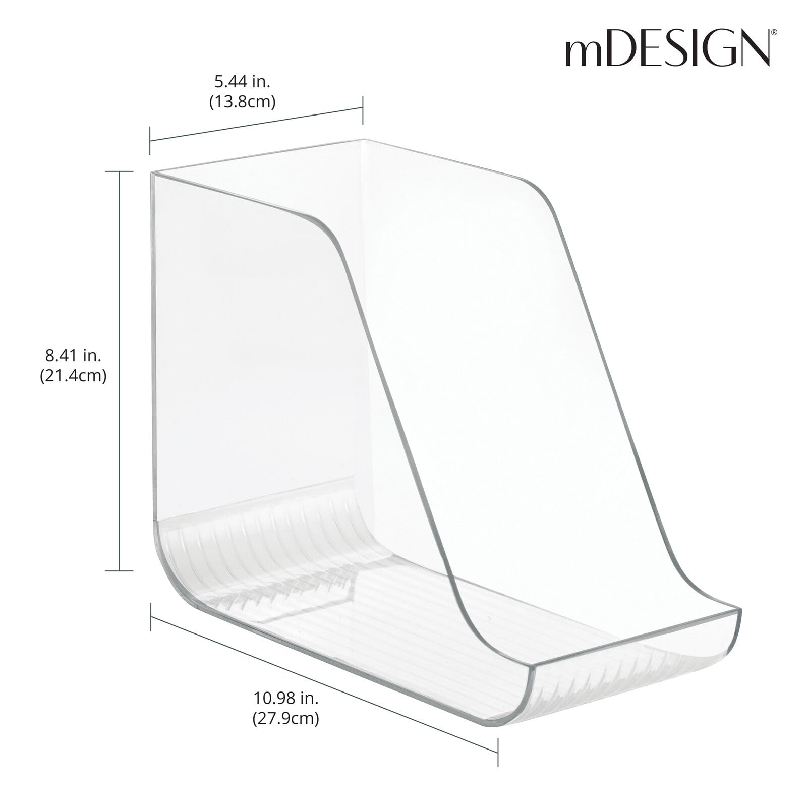 mDesign Plastic Kitchen Storage Organizer Container Bins for Pantry, Fridge, Freezer Organization - Holds Canned Food, Soup Can, Soda Water Bottle - Ligne Collection, 2 Pack - Clear