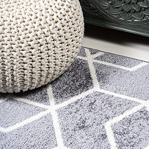 JONATHAN Y SEU101F-5 Tumbling Blocks Modern Geometric Indoor Area-Rug Contemporary Casual Easy-Cleaning Bedroom Kitchen Living Room Non Shedding, 5 X 8, Gray/White