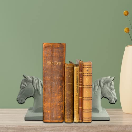 Comfy Hour Farmhouse Collection 5" x 7", Set of 2, Horse Head Art Bookends, 1 Pair, Antique Style, Heavy Weight, White, Polyresin, Wildlife Collection
