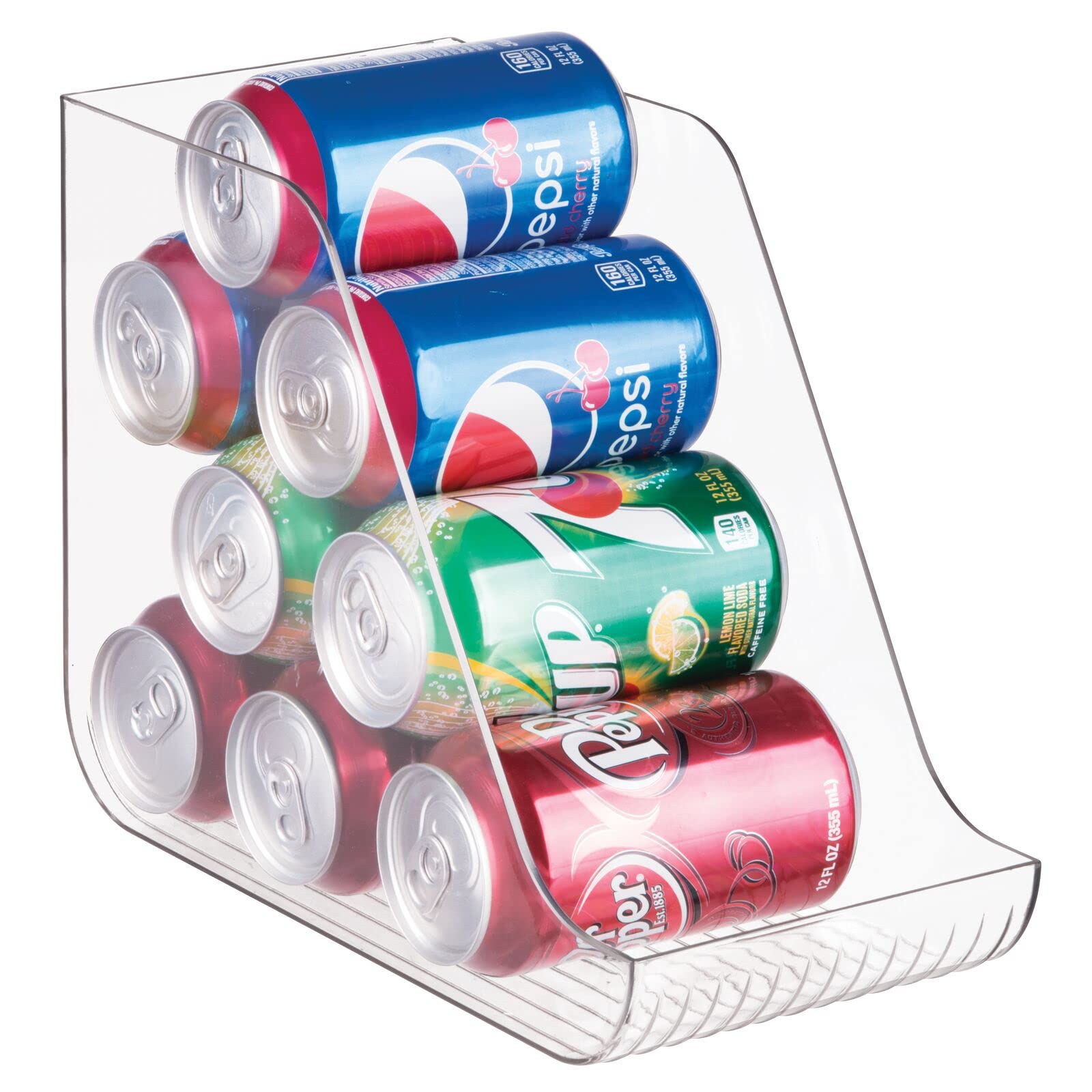 mDesign Plastic Kitchen Storage Organizer Container Bins for Pantry, Fridge, Freezer Organization - Holds Canned Food, Soup Can, Soda Water Bottle - Ligne Collection, 2 Pack - Clear