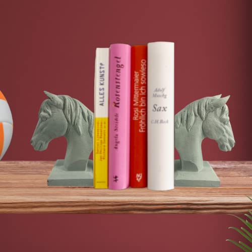 Comfy Hour Farmhouse Collection 5" x 7", Set of 2, Horse Head Art Bookends, 1 Pair, Antique Style, Heavy Weight, White, Polyresin, Wildlife Collection