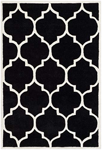 SAFAVIEH Chatham Collection 3' x 5' Black/Ivory CHT733K Handmade Geometric Premium Wool Area Rug