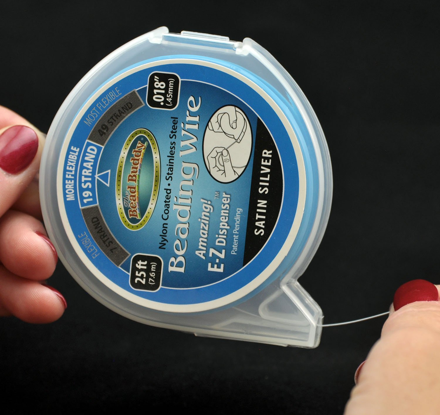 Bead Buddy 19 Strand Beading Wire, Satin Silver 25ft 0.18"