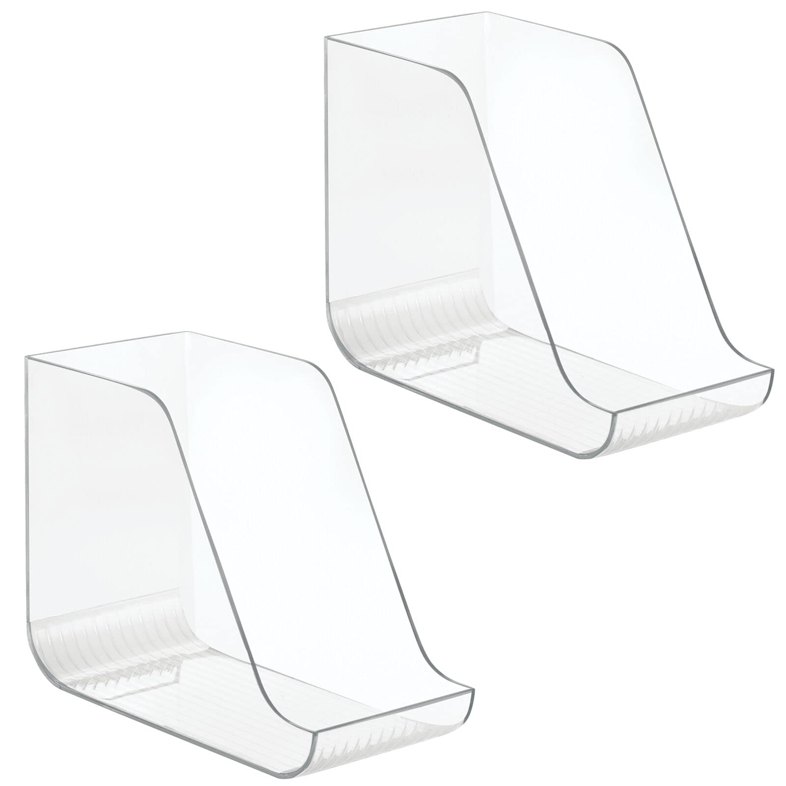 mDesign Plastic Kitchen Storage Organizer Container Bins for Pantry, Fridge, Freezer Organization - Holds Canned Food, Soup Can, Soda Water Bottle - Ligne Collection, 2 Pack - Clear