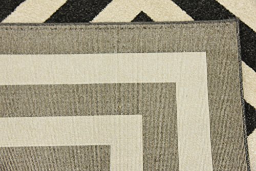 Unique Loom Athens Collection Classic Geometric Modern Border Design Area Rug, 7 ft x 10 ft, Black/Beige