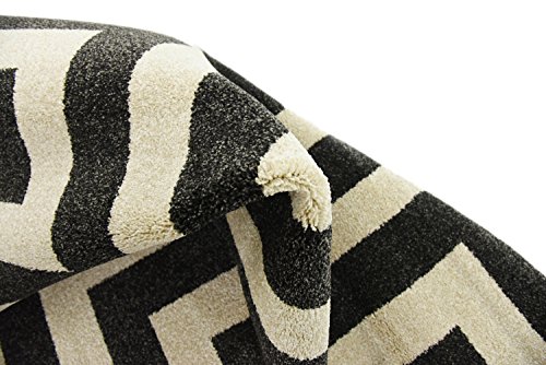 Unique Loom Athens Collection Classic Geometric Modern Border Design Area Rug, 7 ft x 10 ft, Black/Beige