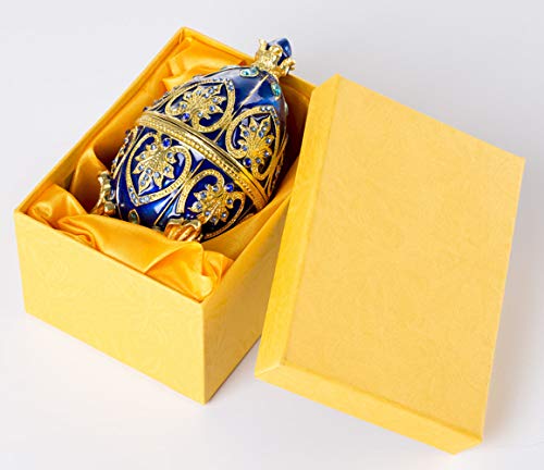 SEVENBEES Hand Painted Faberge Egg Box Hinged Jewelry Trinket Boxes for Home Decor