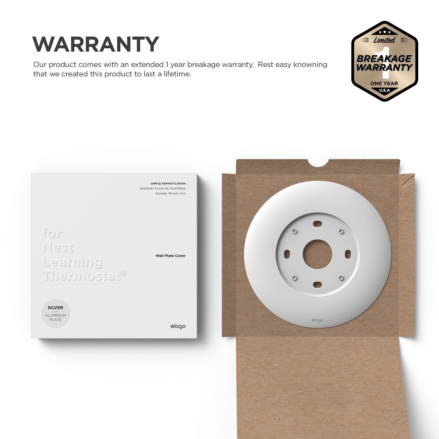 elago Wall Plate Cover Designed for Google Nest Learning Thermostat [White] - Compatible with Nest Learning Thermostat 1st/2nd/3rd Generation, Not Compatible with 2020 Models [US Patent Registered]