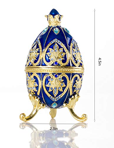 SEVENBEES Hand Painted Faberge Egg Box Hinged Jewelry Trinket Boxes for Home Decor