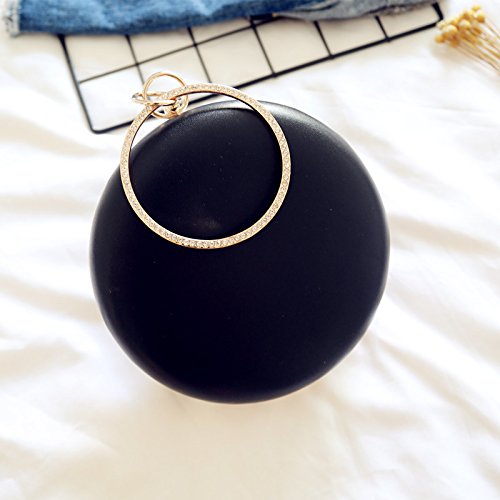 missfiona Womens Round Clutch Circle Evening Handbag Jeweled Top Handle Party Bag(Black Gold)