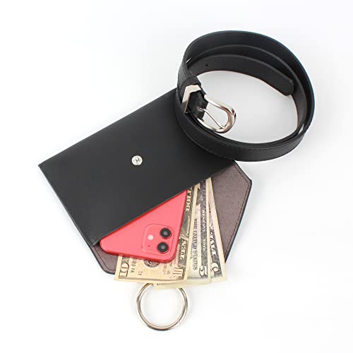 Danse Jupe Women Mini Envelope Waist Bag PU Leather Clutch Cell Phone Purse Chest Bag Black
