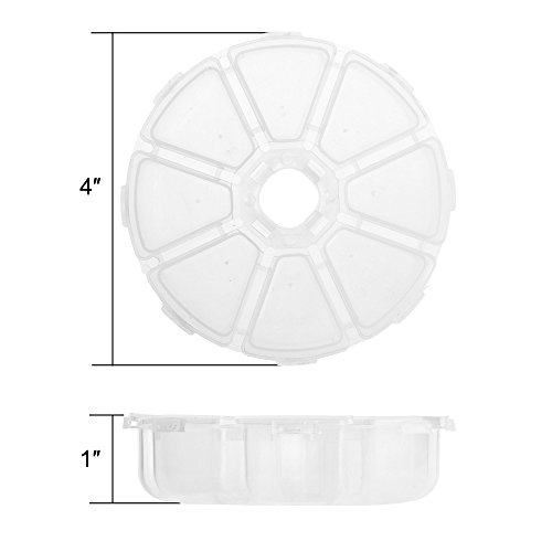 COSMOS 3 Pcs Clear 8 Compartment Round Jewelry Bead Storage Organizer Display Containers Case Box