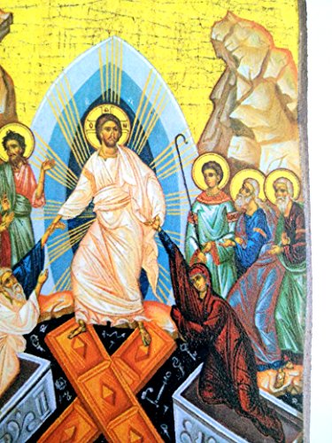 Wooden Greek Christian Orthodox Wood Icon of the Resurrection / A0