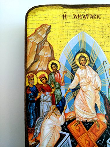Wooden Greek Christian Orthodox Wood Icon of the Resurrection / A0