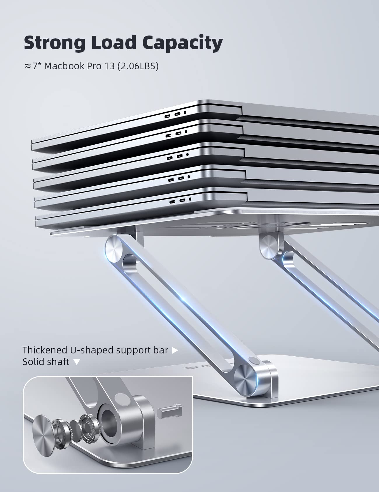 Lamicall Laptop Stand, Aluminum Laptop Riser, Ergonomic Laptop Stand for Desk, Computer Notebook Stand Compatible with MacBook Air Pro, Dell XPS, HP (10-15.6'') - Silver