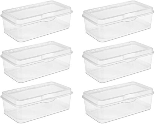 Flip Top Storage Box, Clear, Large, 4.5 x 13-In.