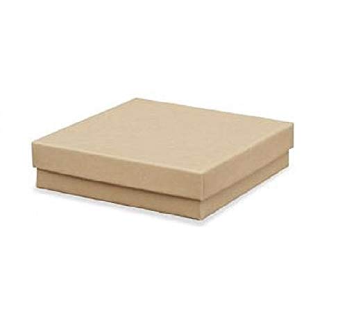 THTC Brown Kraft Square Cardboard Jewelry Gift Boxes 3.5 x 3.5 x 1 Inches-16 Pack