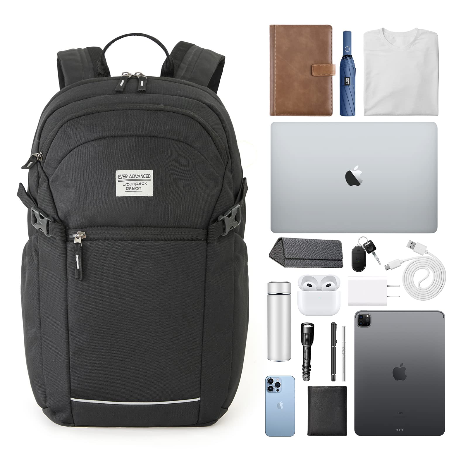 EVER ADVANCED Work School Backpack for College High School Students, Travel Laptop Backpack for Women Men with Luggage Sleeve, Fit 15.6Inch Laptop, Water Resistant Bookbag Carry on BagPack, Army Green