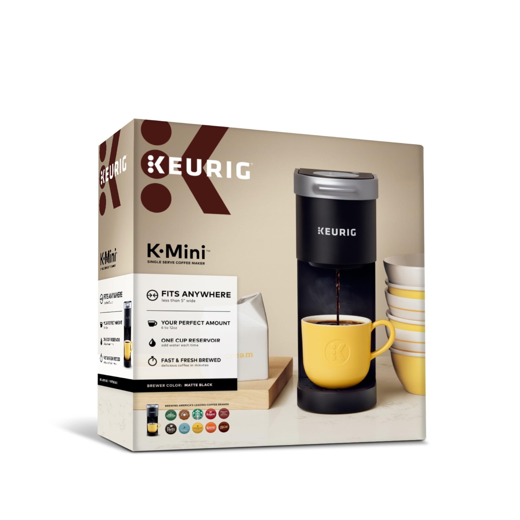 Keurig K-Mini Coffee Maker, Single Serve K-Cup Pod Coffee Brewer, 6 to 12 oz. Brew Sizes, Black