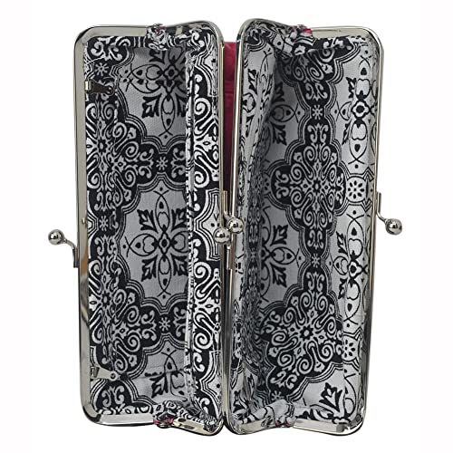 NGIL Double Frame Vintage Style Clutch Purse Wallet (HOTPINK)