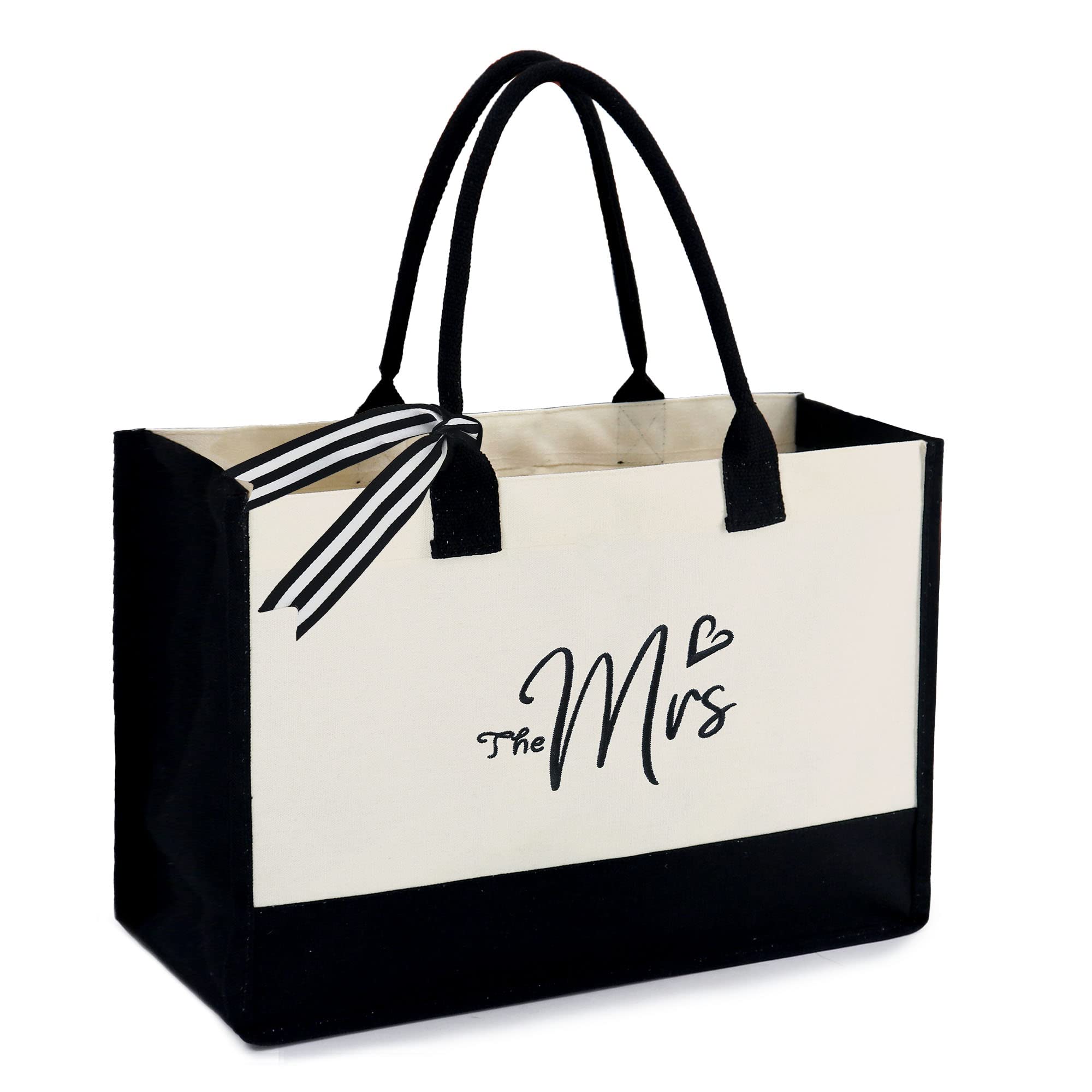 BeeGreen Bride Bag Mrs Gifts Canvas Tote with Pocket Bridesmaid Gifts Embroidery Congratulations Gifts for Women Bride To Be Wifey Cool Bridal Shower Gift for Wedding Honeymoon Bachelorette Engagement