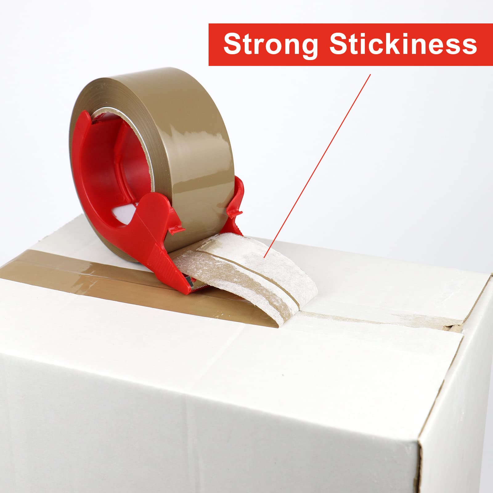 BOMEI PACK 3 Pack Heavy Duty Brown Packing Tape with Dispenser, 2.6 mil, 1.88 inch x 110 Yards, Brown Tape Refills for Industrial Shipping Box Packaging Tape for Moving, Office, & Storage