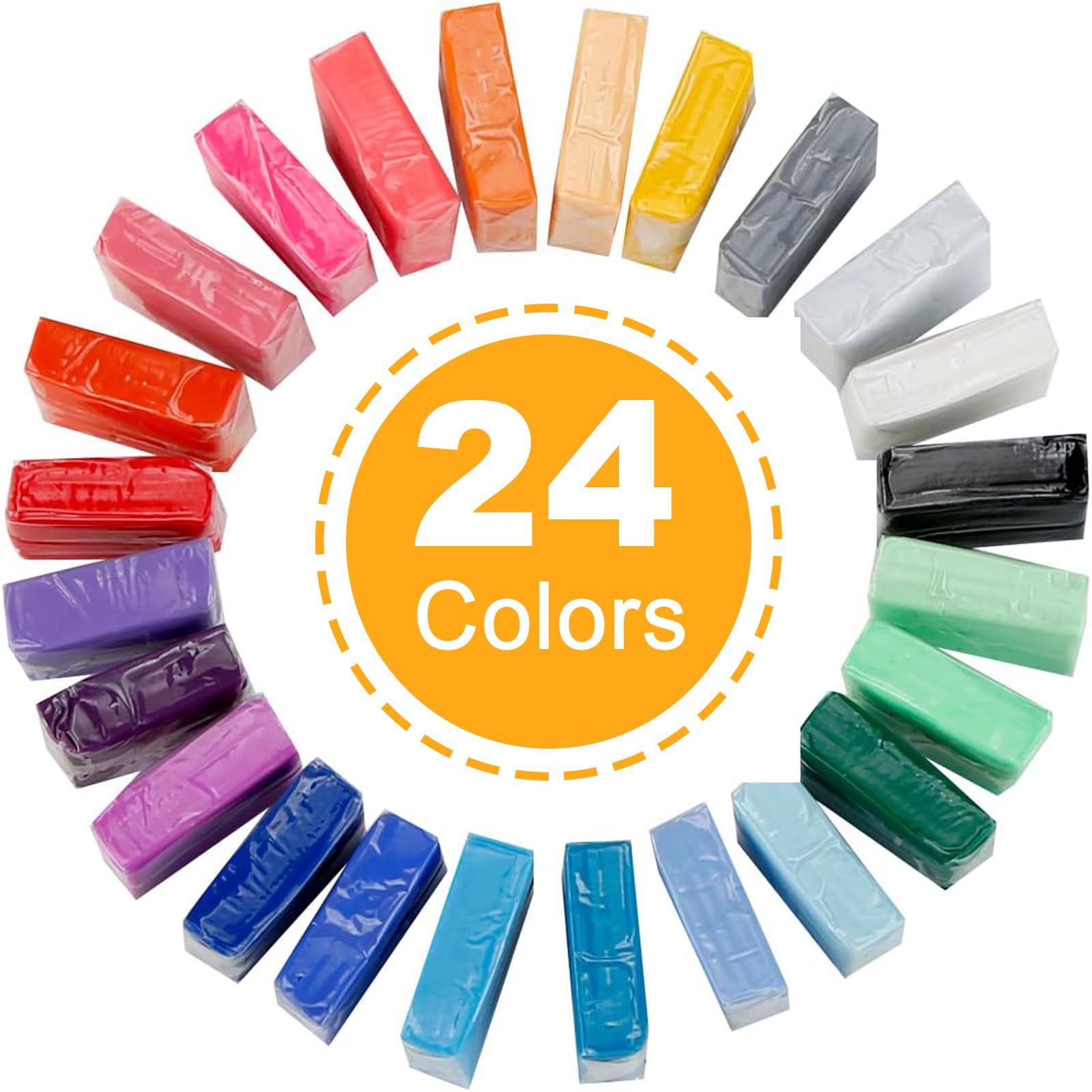 CiaraQ 24 Colors Small Block Polymer Clay Starter kit, Oven Bake Clay, CPSC Conformed Non-Toxic Molding DIY Clay, Great for Kids, Beginners.
