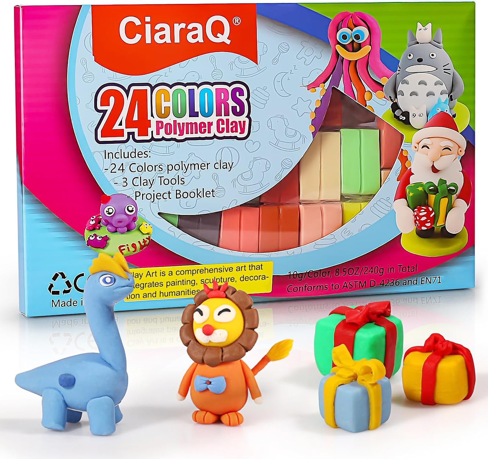 CiaraQ 24 Colors Small Block Polymer Clay Starter kit, Oven Bake Clay, CPSC Conformed Non-Toxic Molding DIY Clay, Great for Kids, Beginners.
