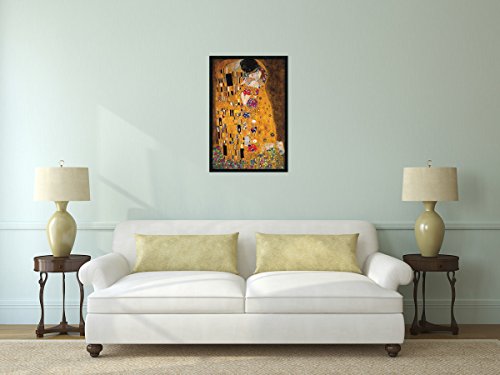 Framed Art Print, 'The Kiss (Le Baiser / Il Baccio), 1907' by Gustav Klimt: Outer Size 25 x 37"