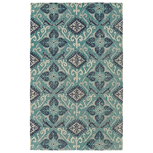 Kaleen Rugs Weathered Collection WTR03-91 Teal 2' x 3' Indoor/Outdoor, Handmade Rug