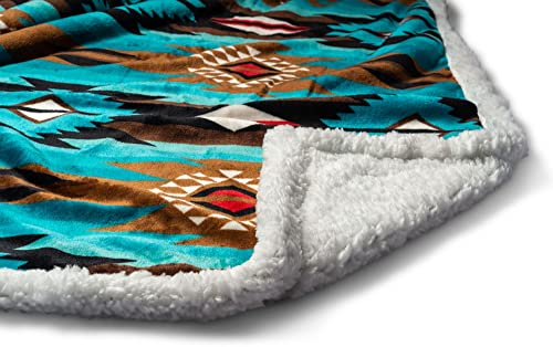 TrailCrest Ultra Soft Sherpa Fleece Throw Blanket, Cozy Plush Adult Blanket for Men & Women, Reversible with Aztec Prints, Machine Washable, 8 Colors