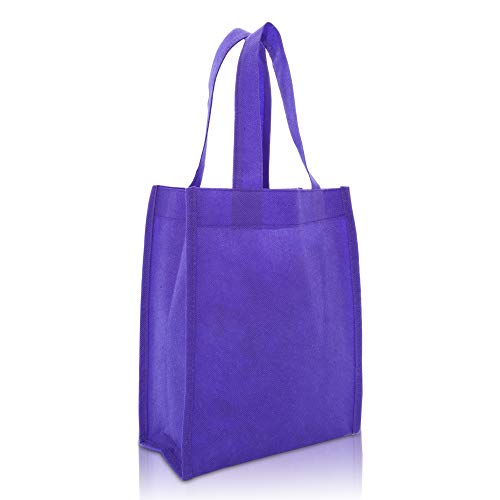 DALIX 10" Mini Shopping Totes Small Resuseable Bags for Women and Children in Purple-10 PACK