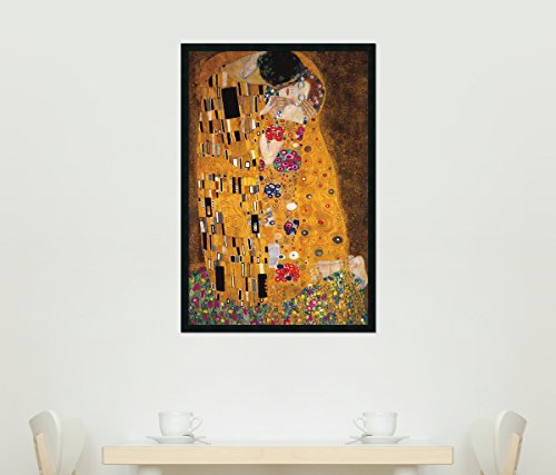 Framed Art Print, 'The Kiss (Le Baiser / Il Baccio), 1907' by Gustav Klimt: Outer Size 25 x 37"