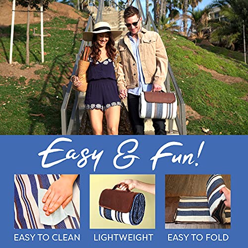 Scuddles Extra Large Picnic & Outdoor Blanket with Pocket for iPhone Keys and More Dual Layers for Outdoor Water-Resistant Handy Mat Tote Spring Summer Camping Blanket Great for The Beach