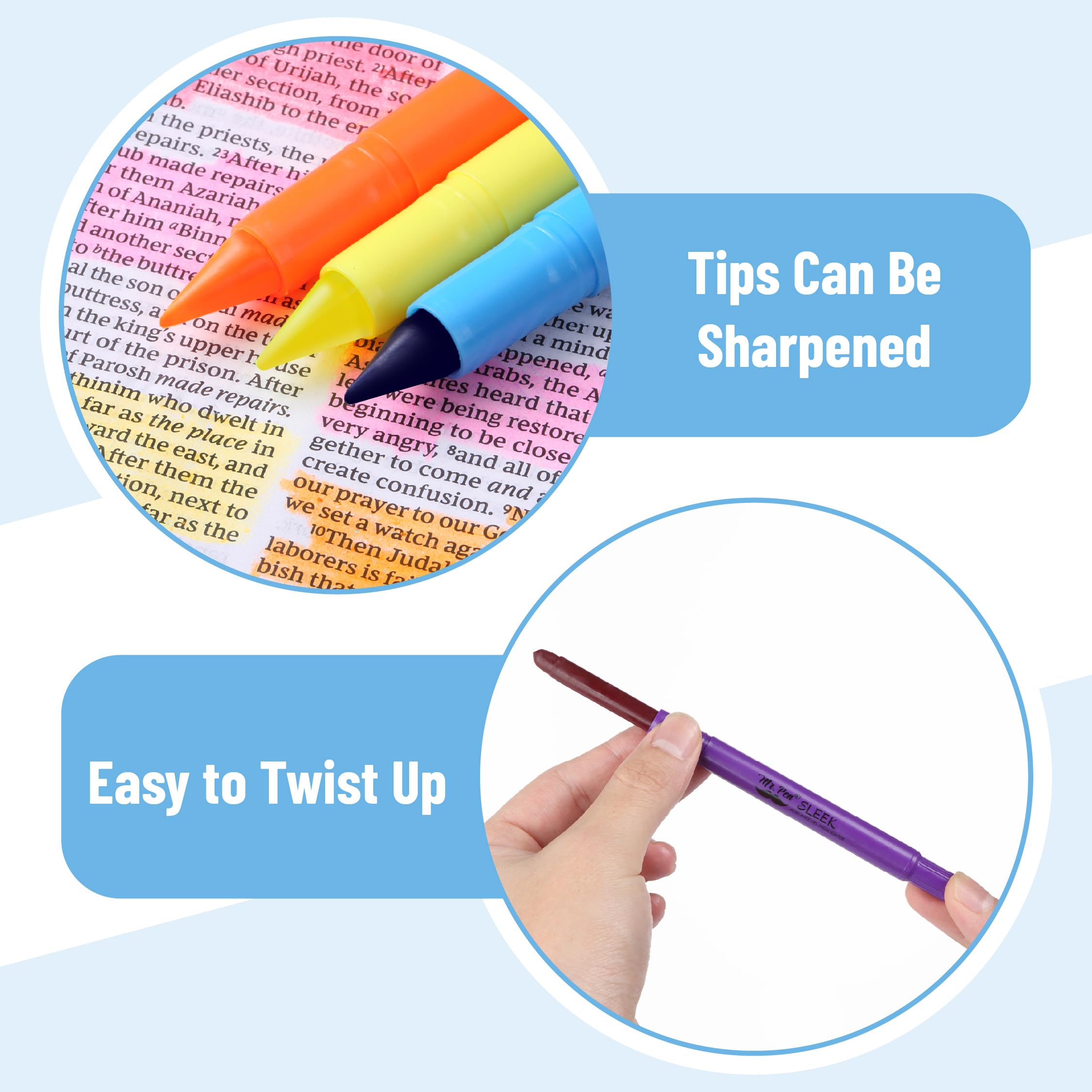Mr. Pen No Bleed Gel Highlighter, Bible Highlighters, Assorted Colors, Pack of 8