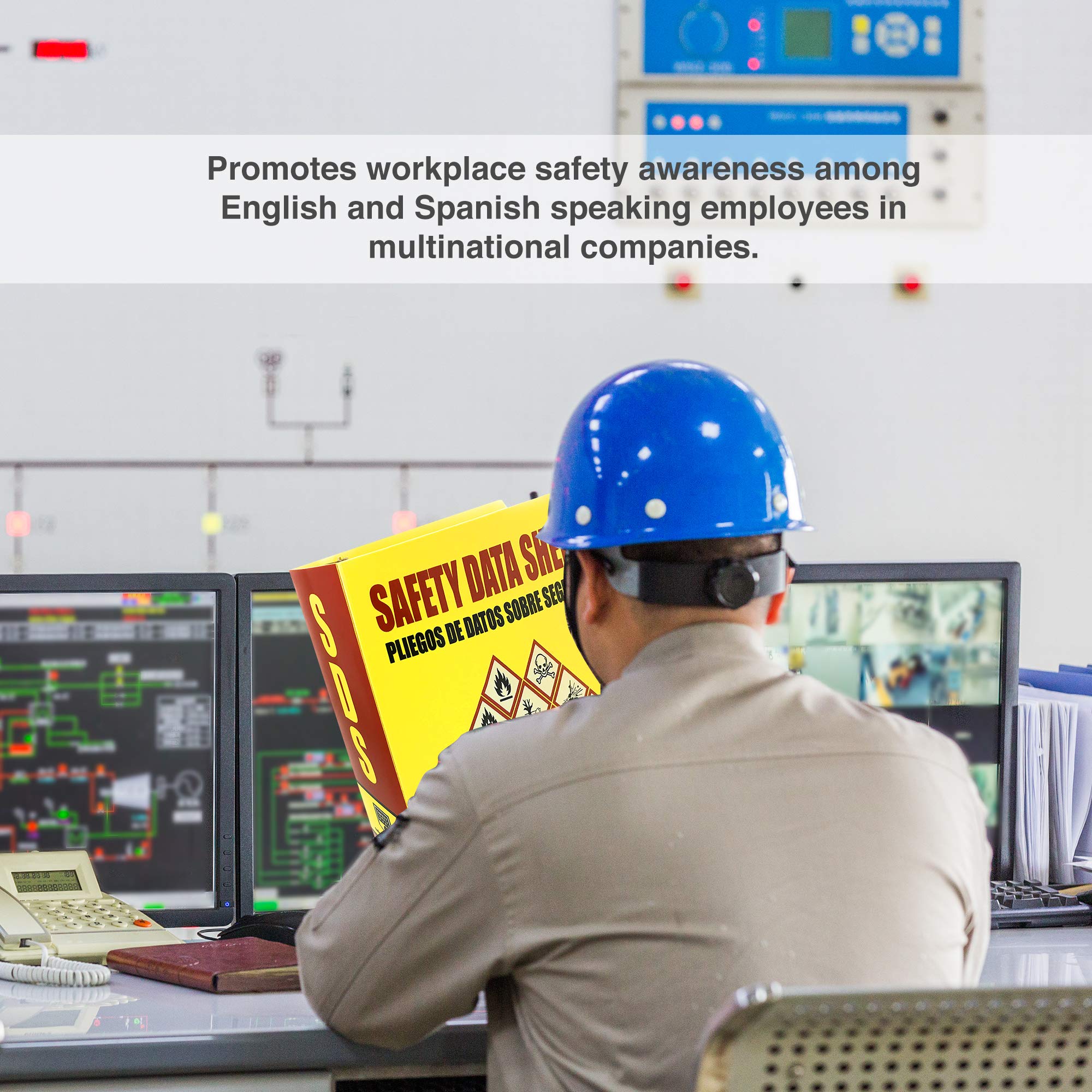 SDS Binder, Heavy Duty 3 Ring Binder 3 Inch, English Spanish Bilingual, 600 Safety Data Sheets Capacity